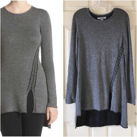 Ruff Hewn | Sweaters | Ruff Hewn Grey Plaited Drop Stitch Tunic Sweater ...